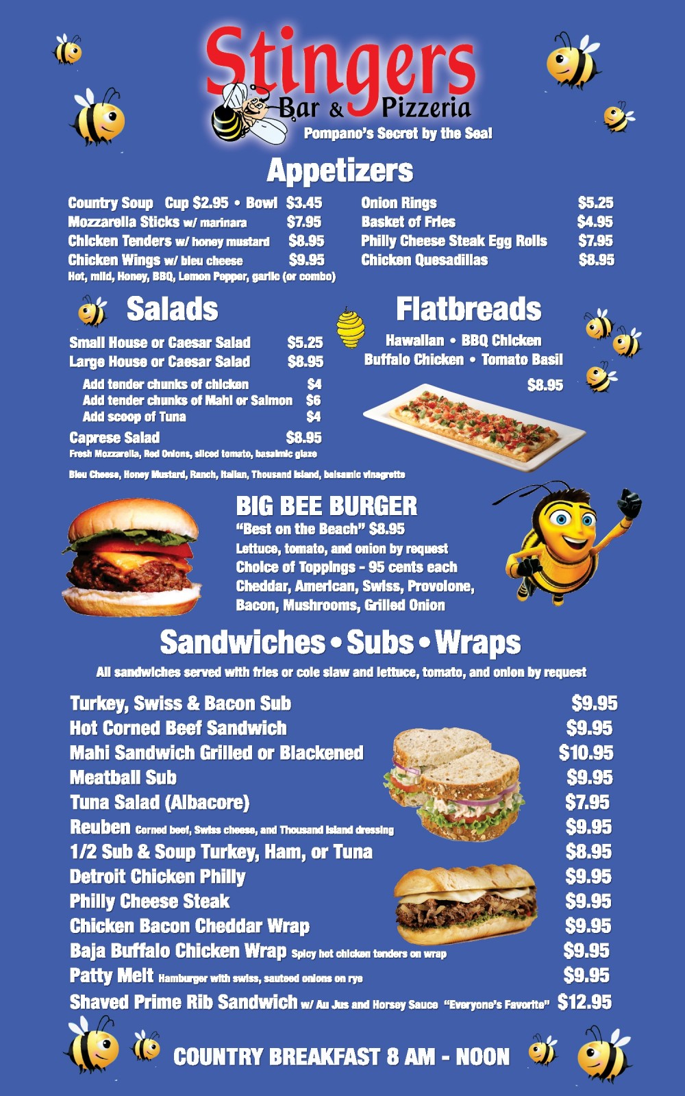 Menu Page 1 – Stingers Pizza – "The Best Pizza on the Beach"